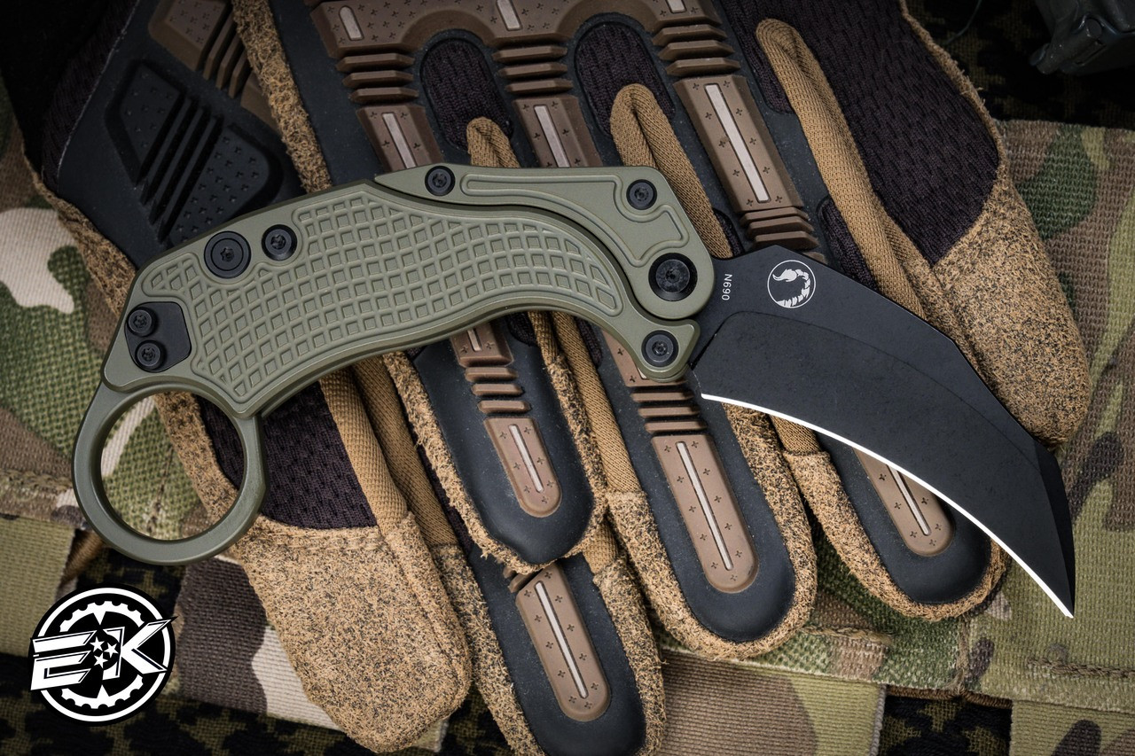 Reate Exo K Karambit Button Lock Od Green Aluminum 3 Pvd Preowned