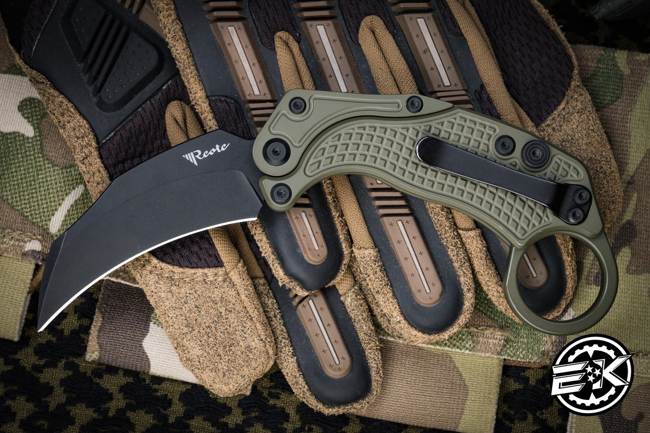 Reate Exo K Karambit Button Lock Od Green Aluminum 3 Pvd Preowned