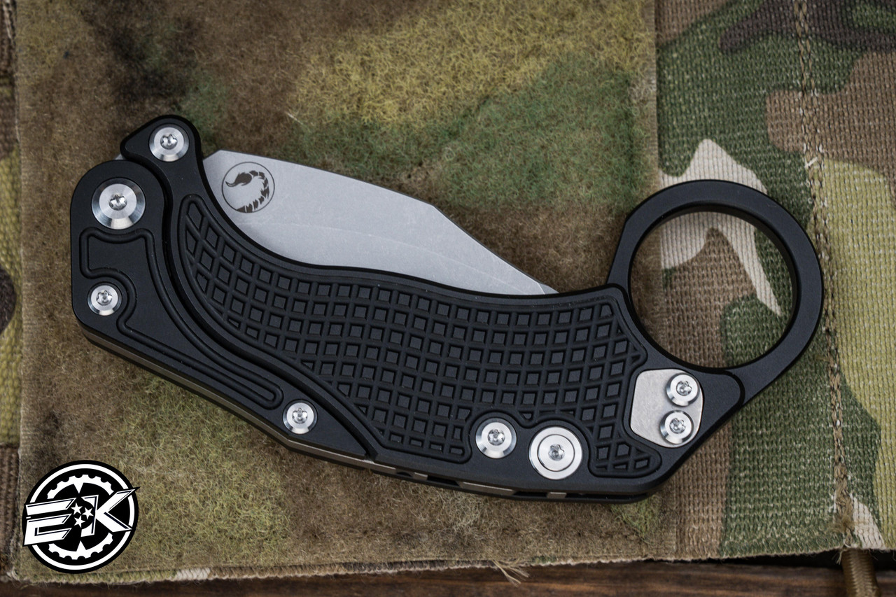 Reate Exo K Karambit Button Lock Knife Black Aluminum 3 Stonewash