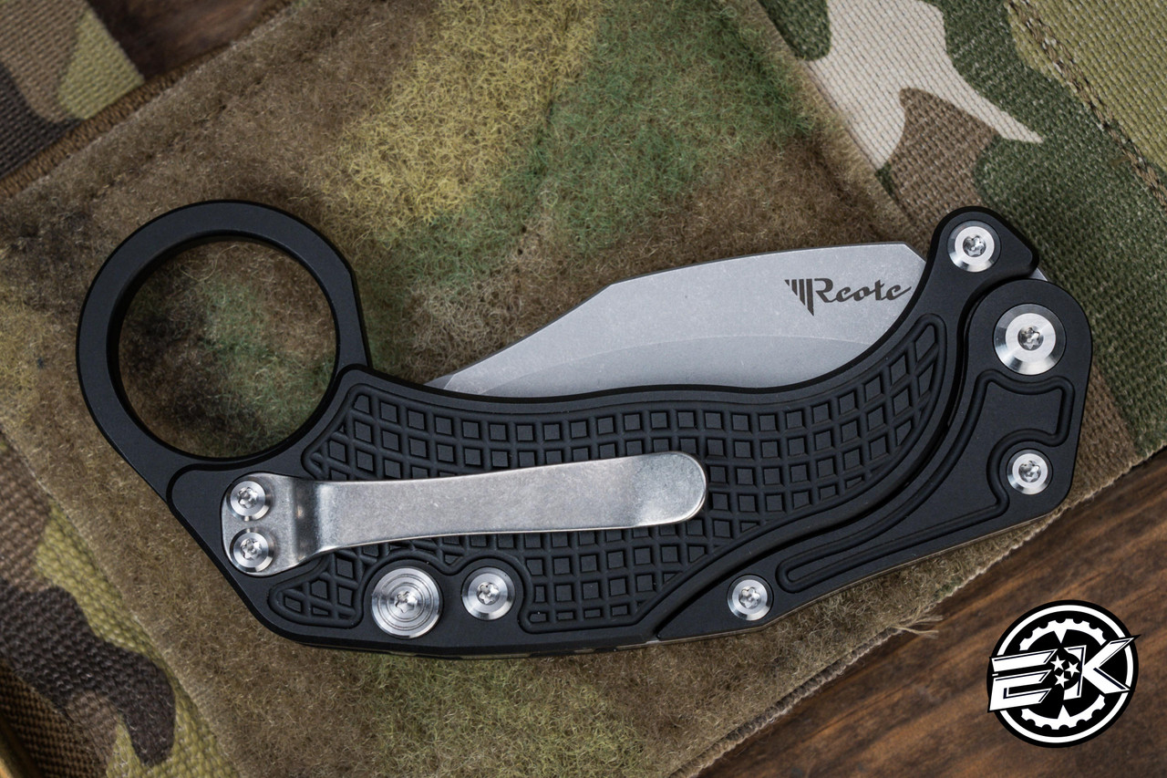 Reate Exo K Karambit Button Lock Knife Black Aluminum 3 Stonewash