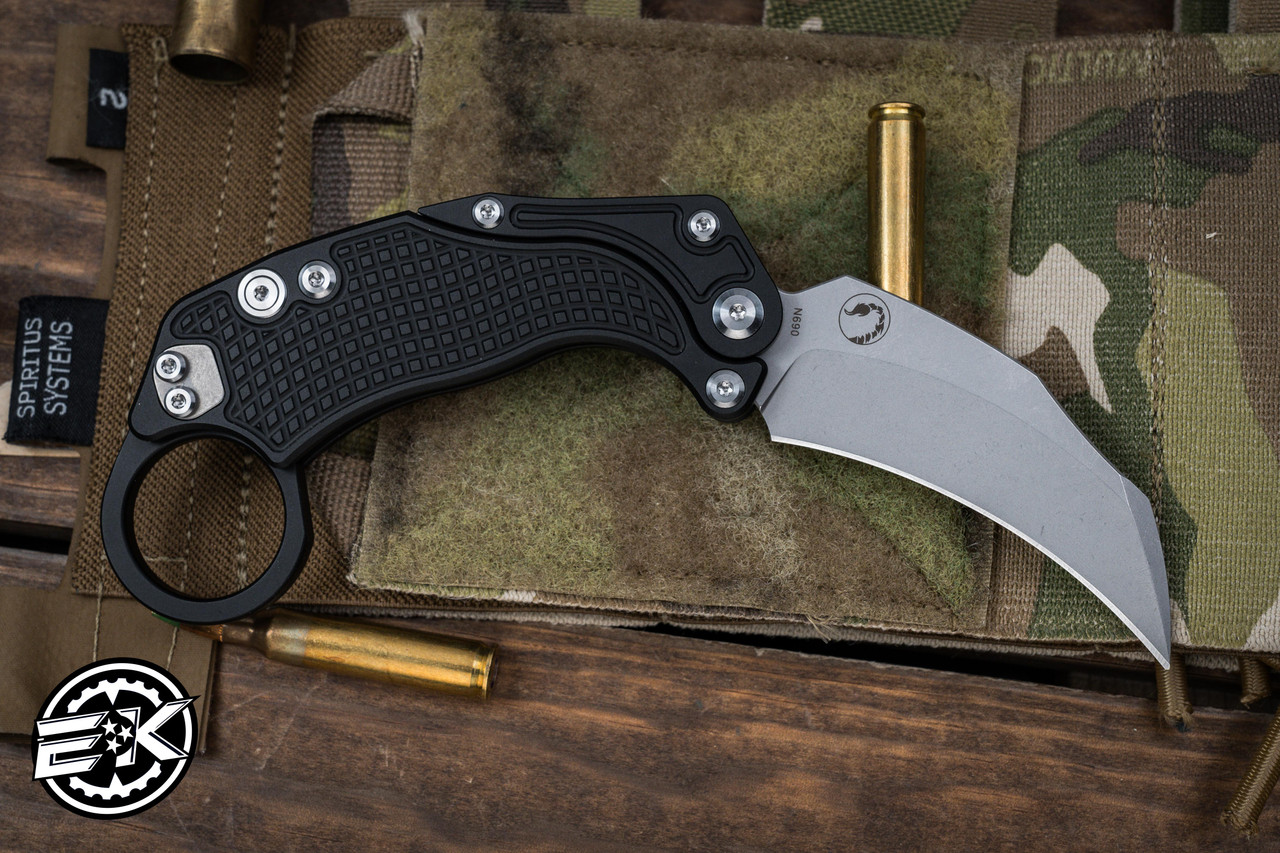 Reate Exo K Karambit Button Lock Knife Black Aluminum 3 Stonewash