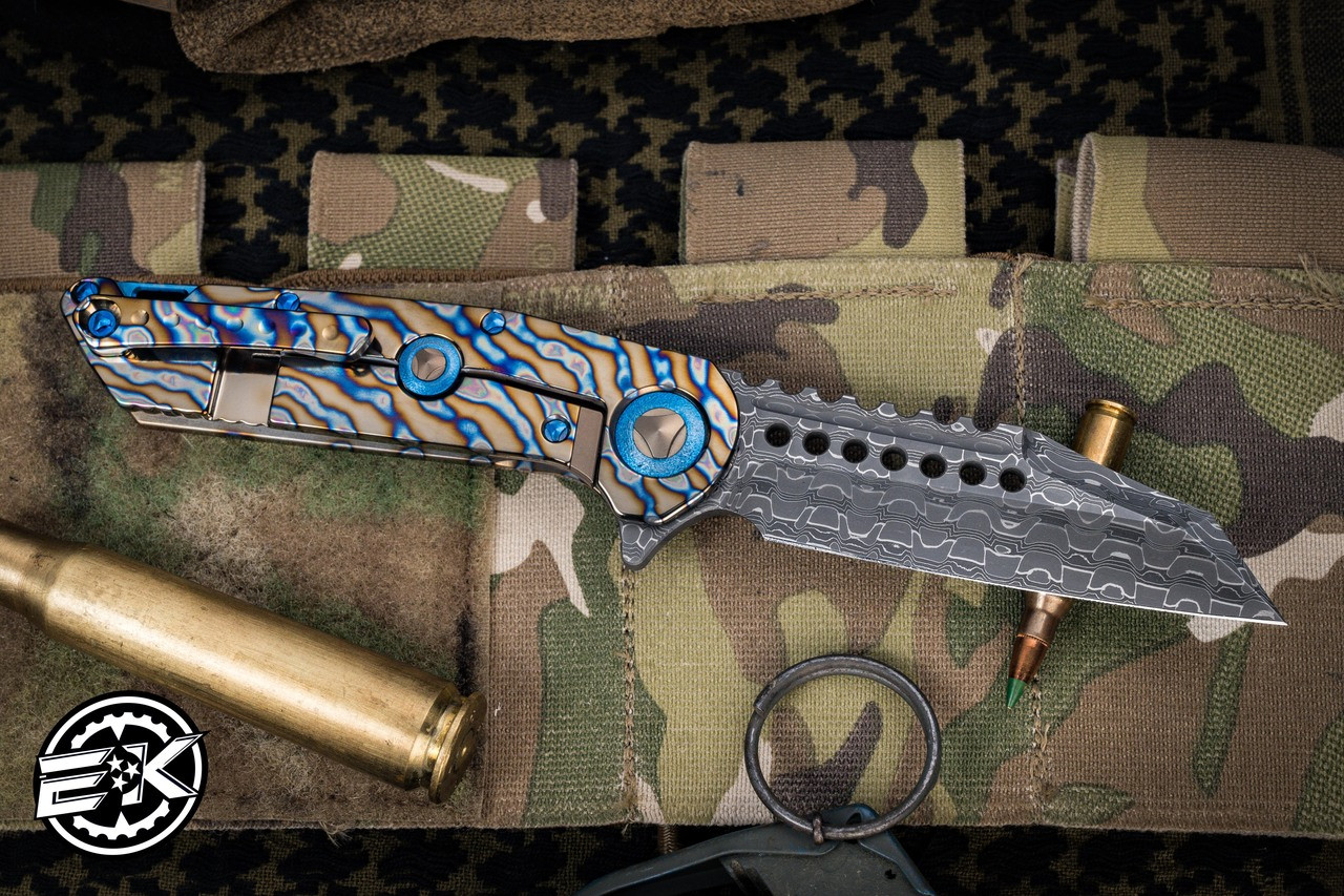 Marfione Custom Warhound Folder Stainless Flame Striped 375 Reptilian