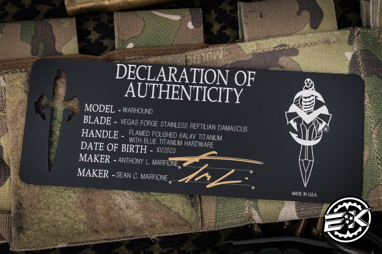 Marfione Custom Warhound Folder Stainless Flame Striped 375 Reptilian