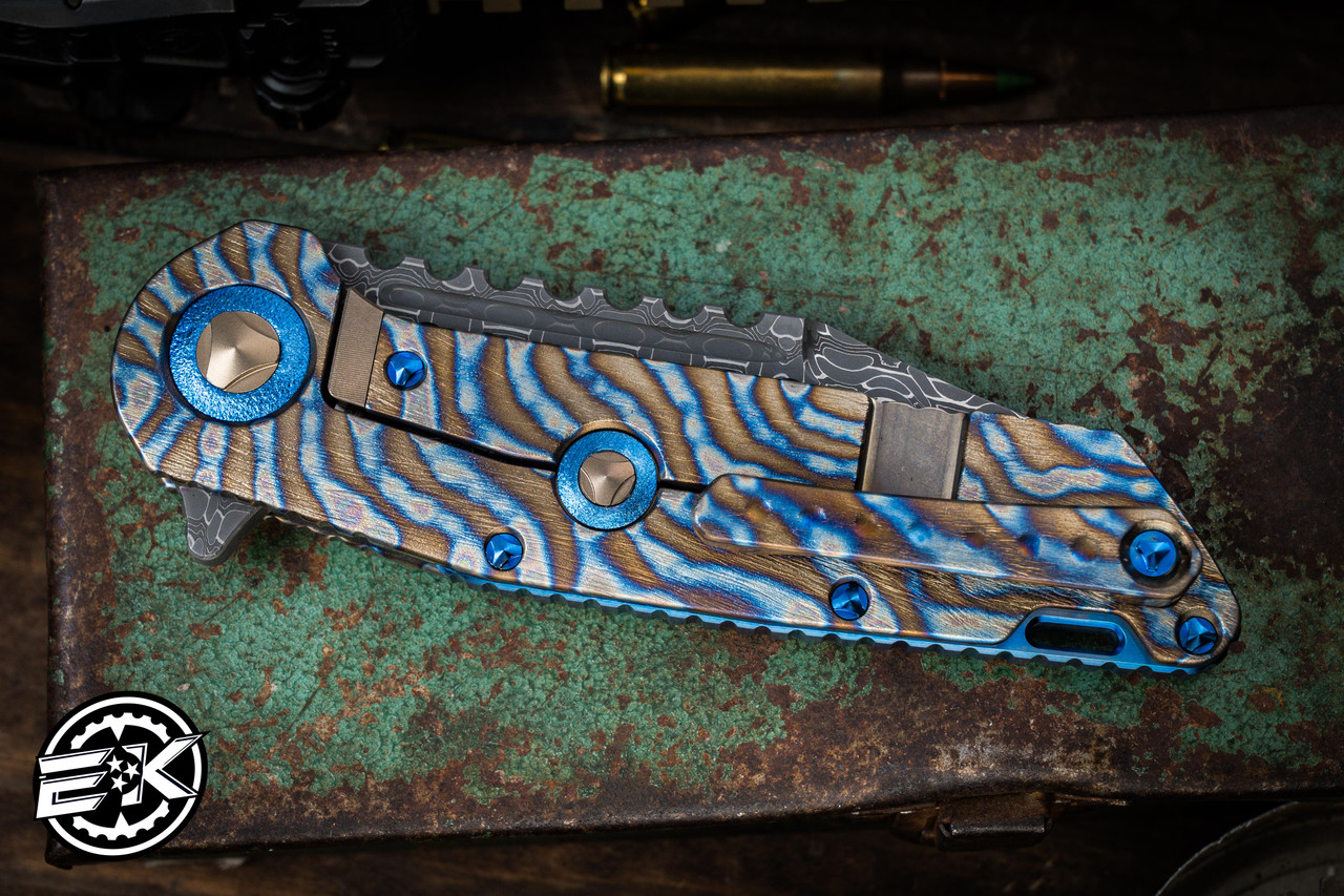 Marfione Custom Warhound Folder Flamed Barked Titanium 375 Reptilian