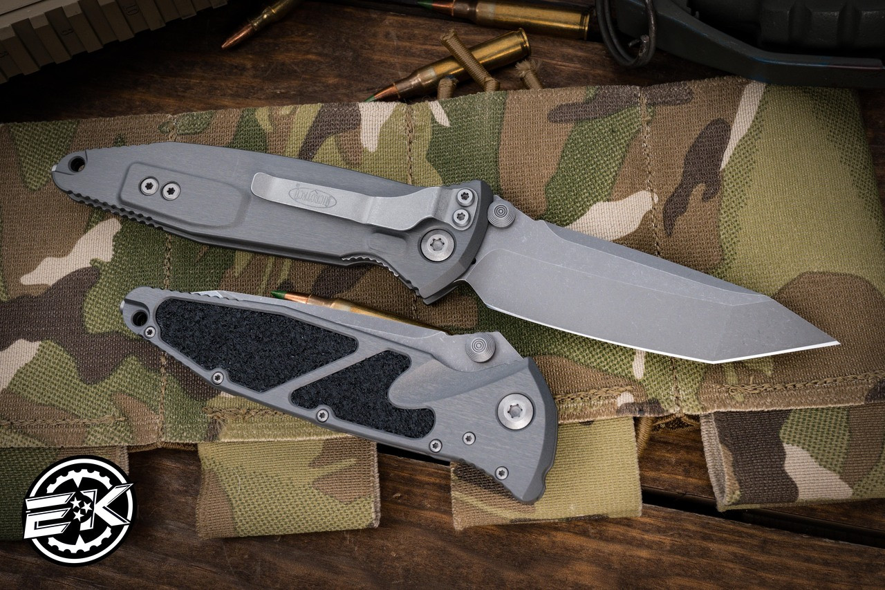 Microtech Socom Elite Manual Folding Knife Natural Titanium 4 Tanto