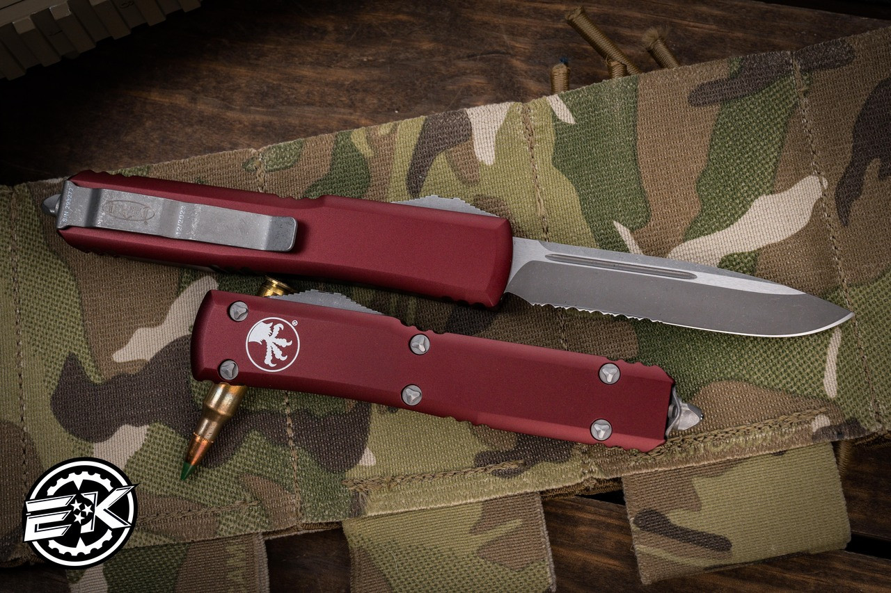 Microtech Ultratech Merlot Red OTF Automatic Knife 3.4" Drop Point ...