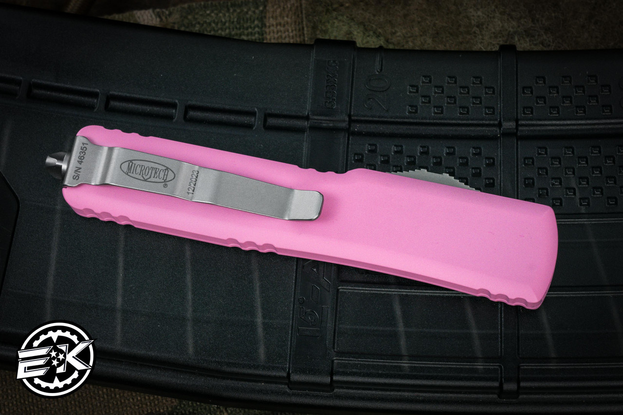Microtech UTX-70 Blasted Pink OTF Automatic Knife 2.4" Tanto Stonewash ...