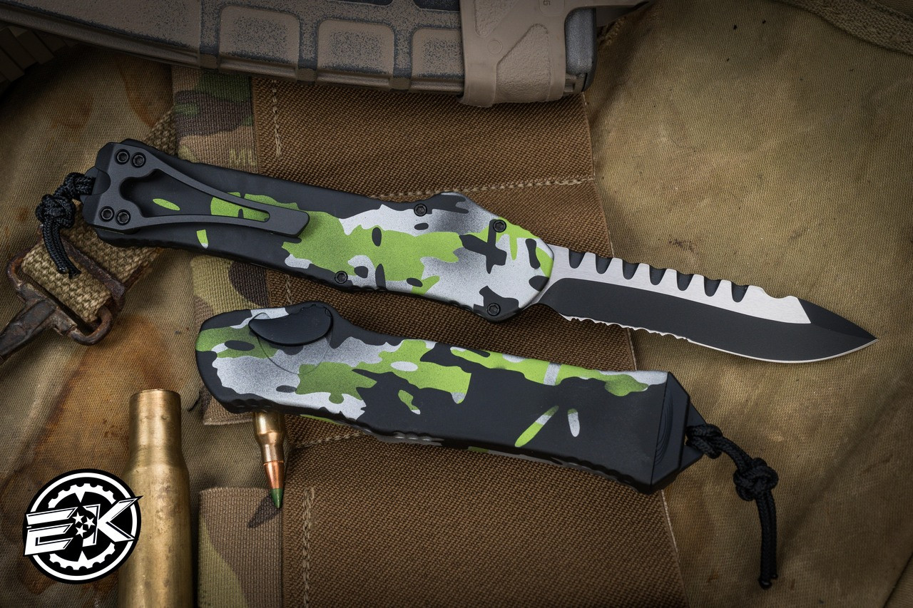 Heretic Knives Hydra V3 Otf Automatic Knife Heretic Camo 36 Recurve