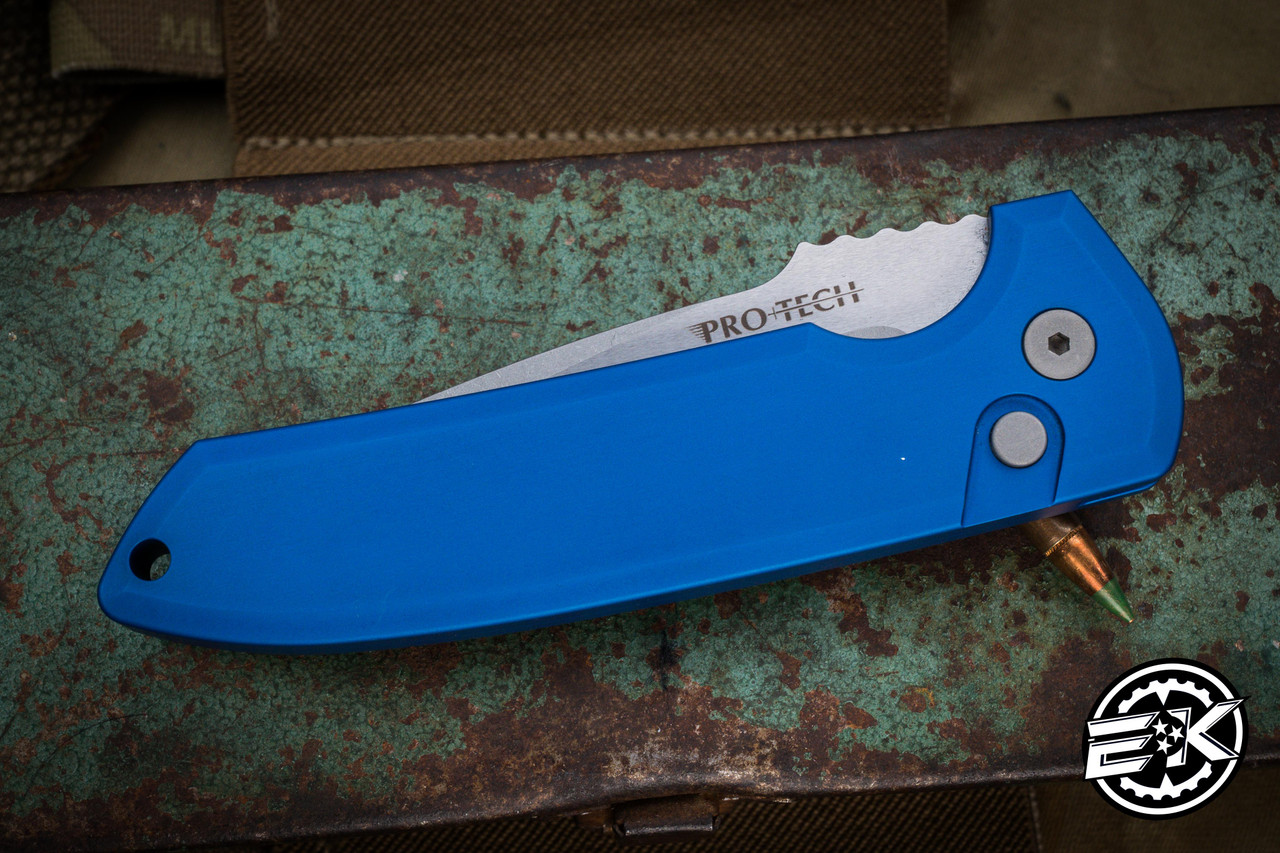 Protech Rockeye Automatic Folding Knife Blue 34 S35vn Stonewash Lg301