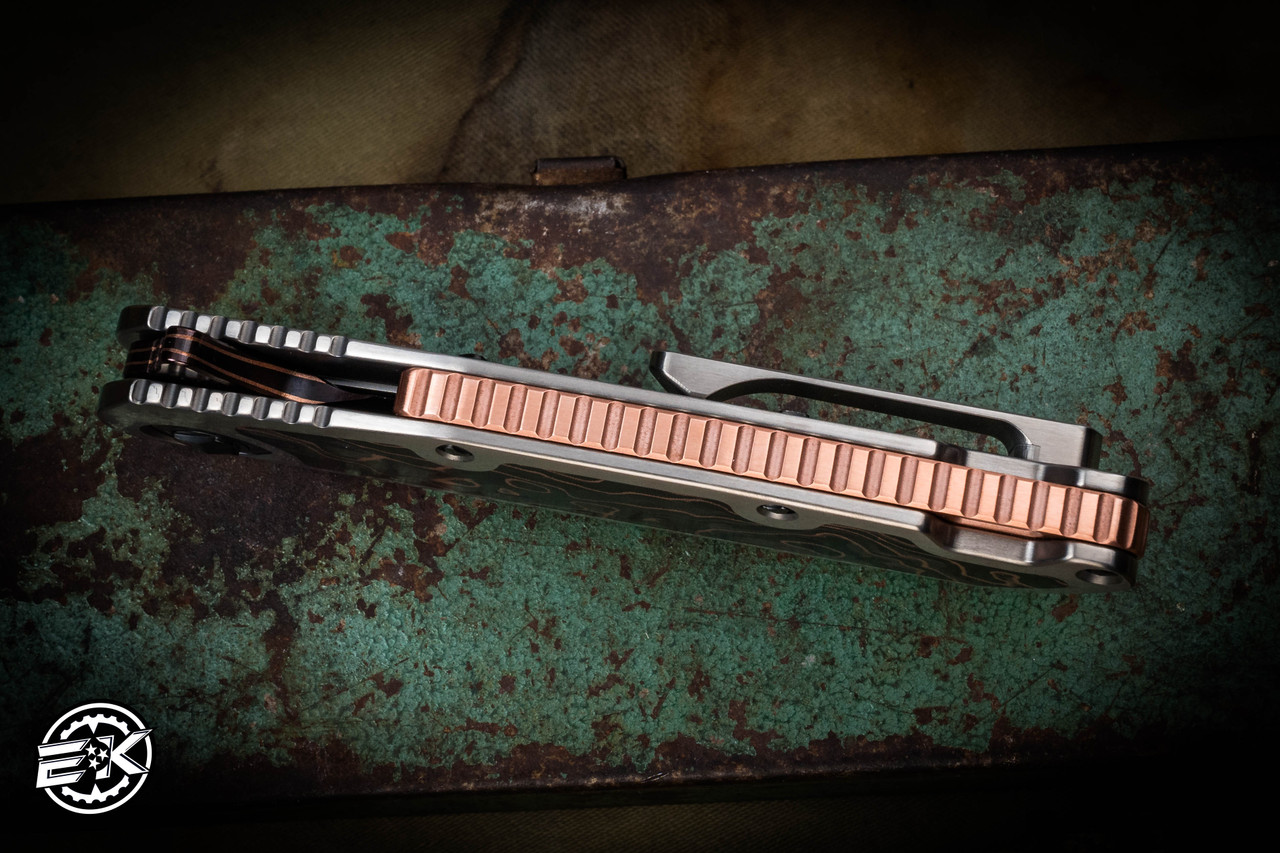 Marfione Custom Warhound Folder Satin Titanium Copper Carbon Fiber