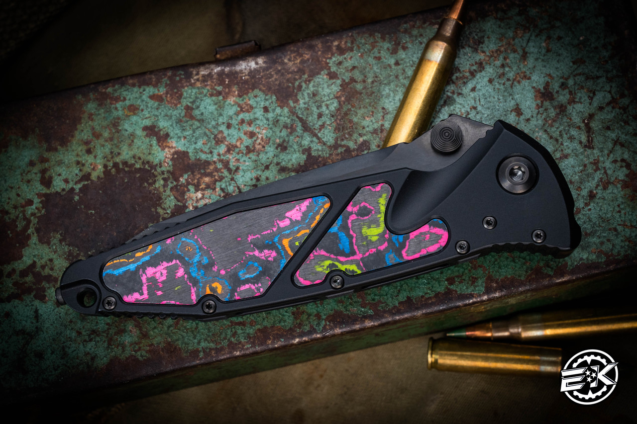 Microtech Socom Elite 80's Fat Carbon Inlay Manual Folding Knife DLC 4 ...
