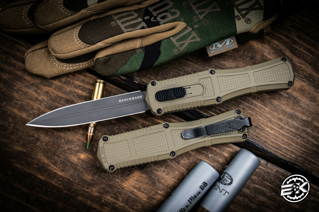 Benchmade Claymore OTF Automatic Knife Green Grivory 3.9" Dagger Gray ...