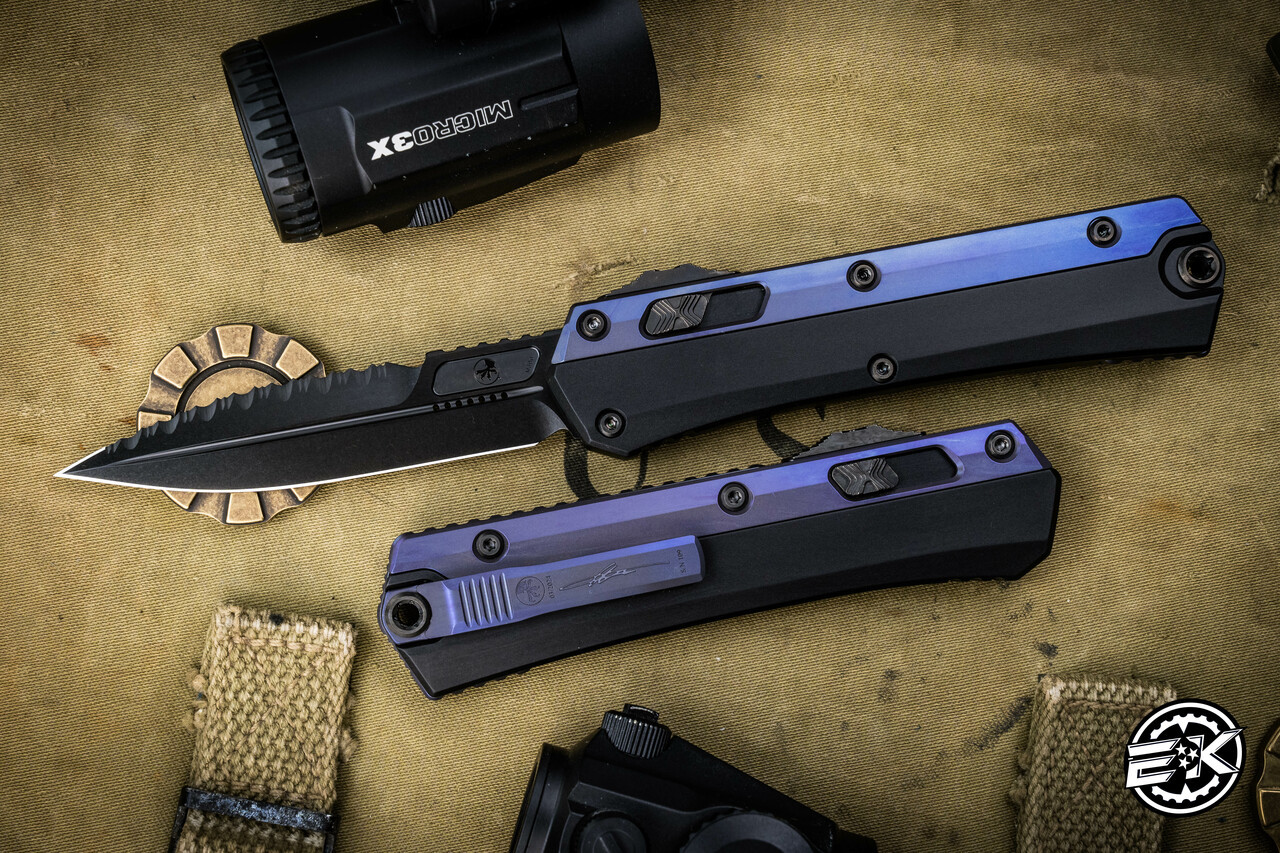 Microtech "Glykon" OTF Automatic Knife Purple Titanium 3.75" Bayonet ...