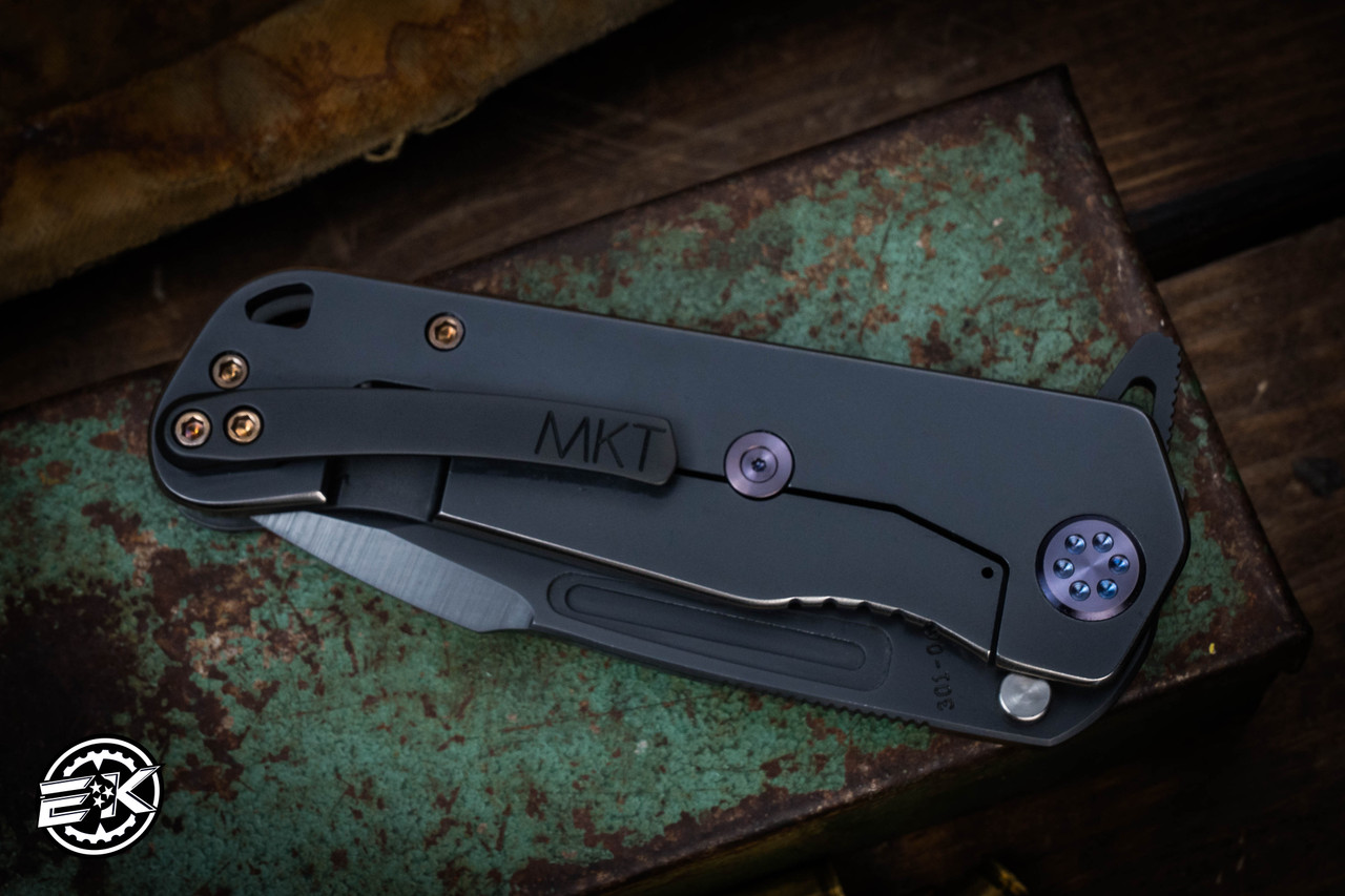 Medford Proxima Folding Flipper Knife DLC Titanium, Silver Pinstripe 3.9" DLC Drop Point