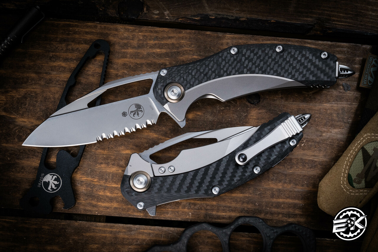 Sale Microtech Matrix Manual Folding Knife Carbon Fiber Bronze Accents