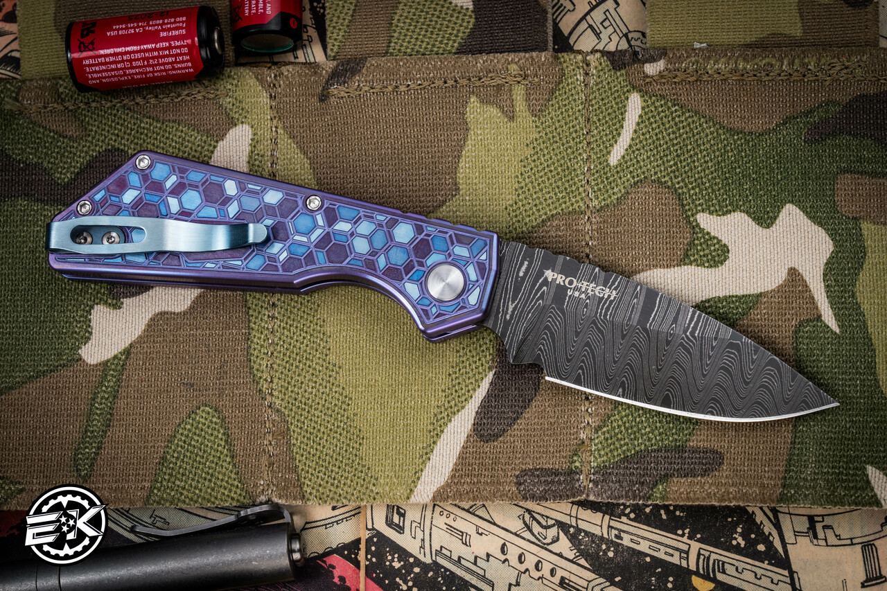 ProTech Strider PT+ Custom Automatic Folding Knife Titanium Purple ...
