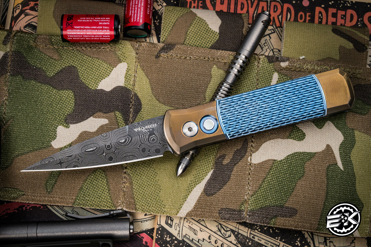 Protech Godson Custom Automatic Folding Knife Bluebronze Jigged