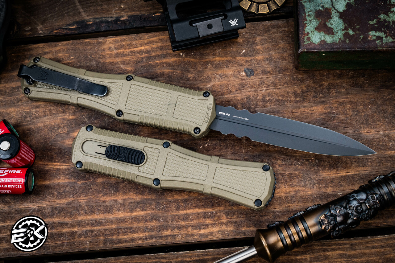Benchmade Claymore OTF Automatic Knife Green Grivory 3.9" Dagger Gray ...