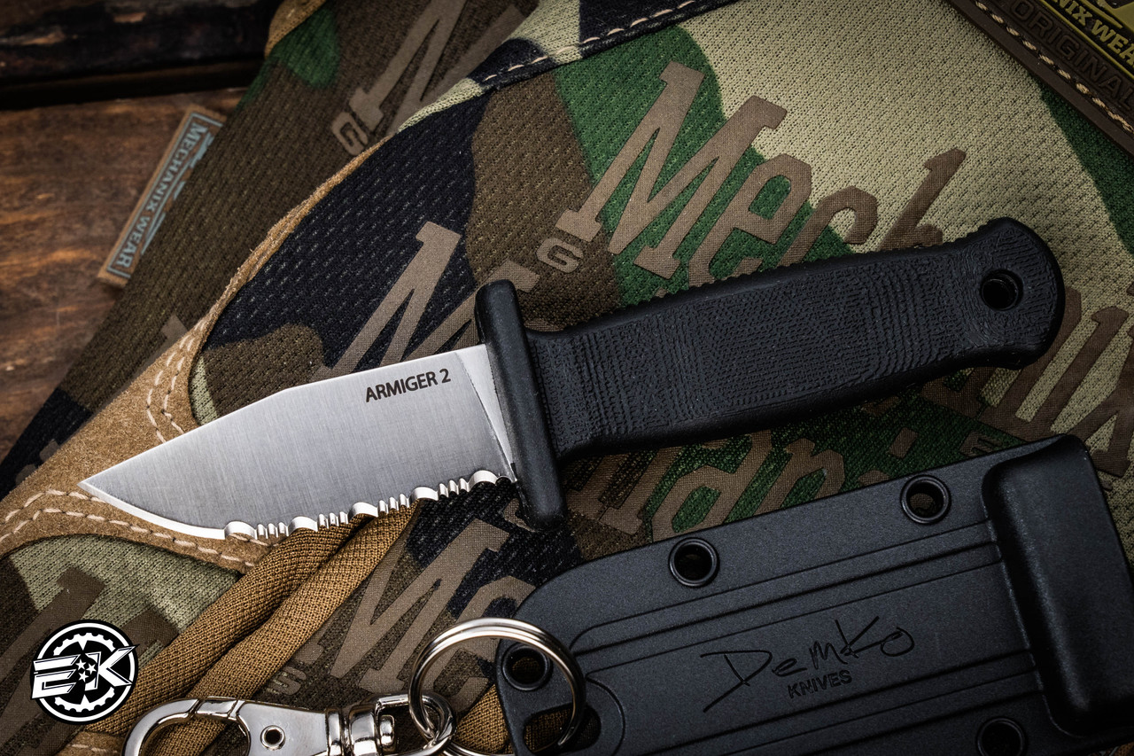 Demko Knives Armiger 2 Fixed Blade Keychain/Neck Knife 2.0" Clip Point ...