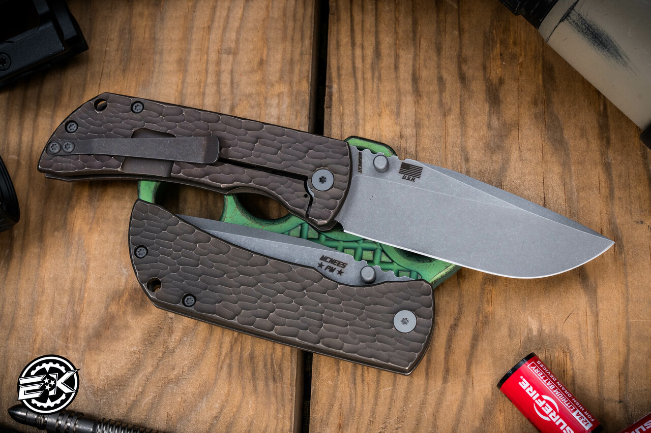 McNees Knives MAC 2 GEN 2 Folding Knife Matte Bronze Jigged Titanium 3. ...