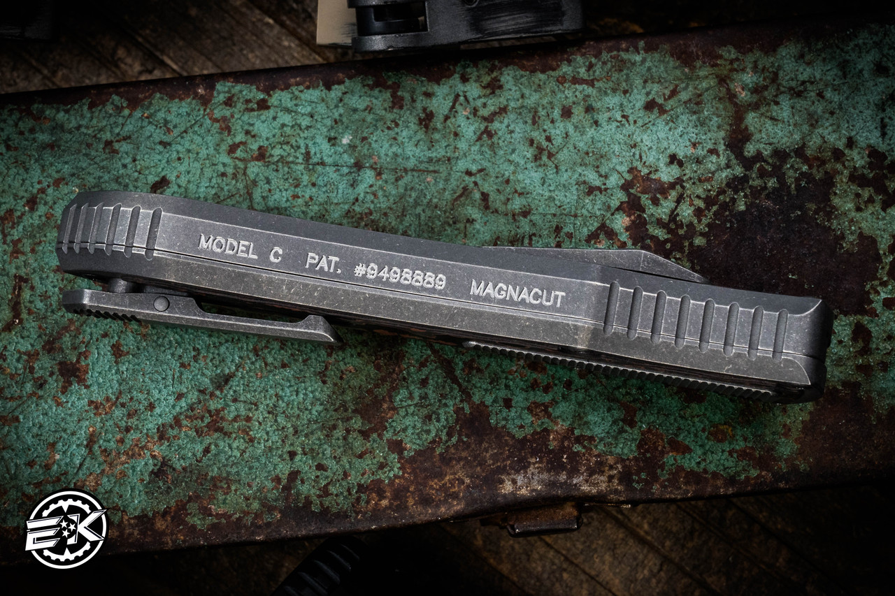 Hawk Knives Deadlock Model C Tumbled Titanium/Copper Fat Carbon Inlay 3 ...