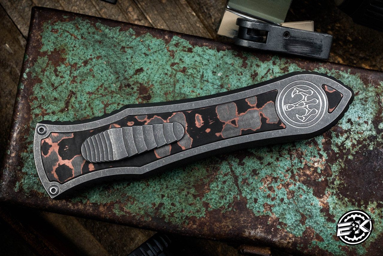 Hawk Knives Deadlock Model C Tumbled Titanium/Copper Fat Carbon Inlay 3 ...