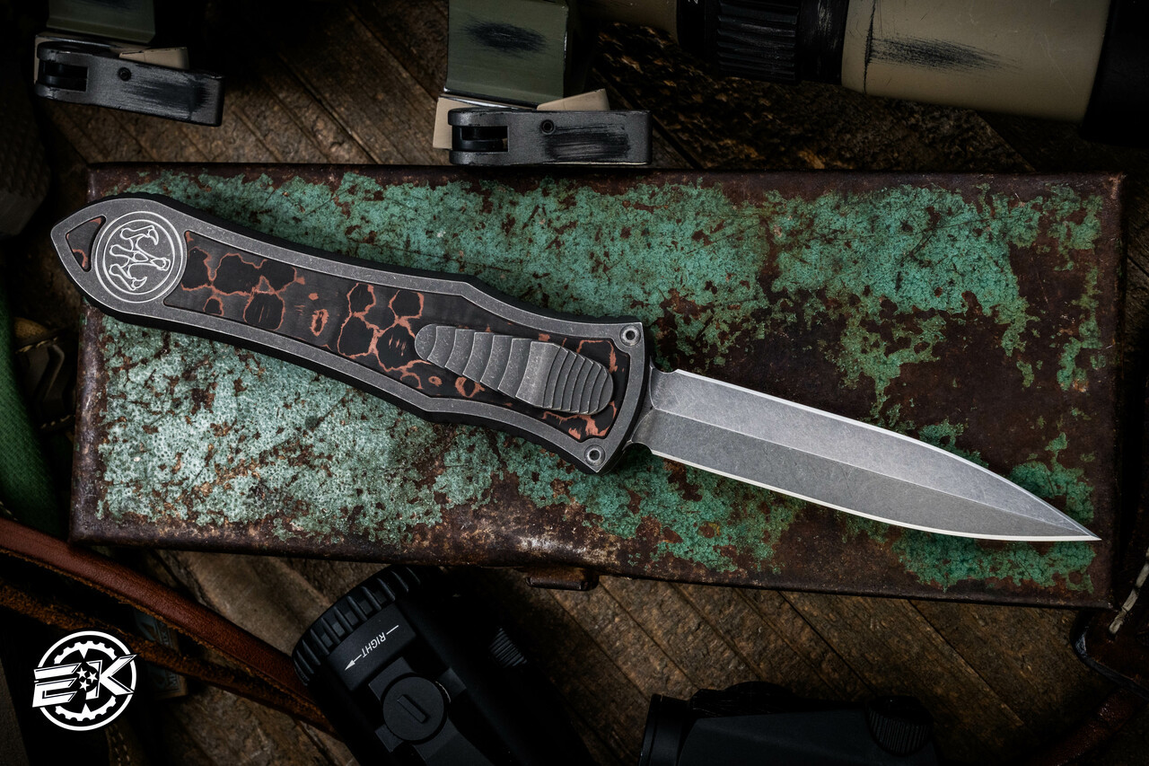 Hawk Knives Deadlock Model C Tumbled Titanium/Copper Fat Carbon Inlay 3 ...