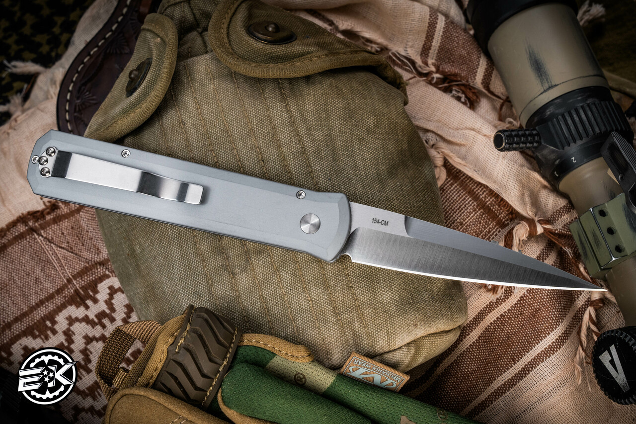 Protech Godfather Automatic Folding Knife Grey 4 Satin 921 Satin
