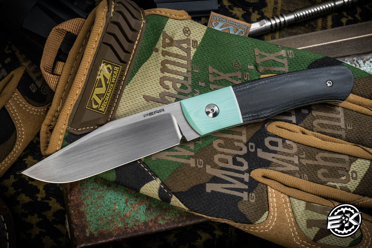 Enrique Pena Custom Fixed Blade Turquoise Micarta 3.5" Hand Rubbed