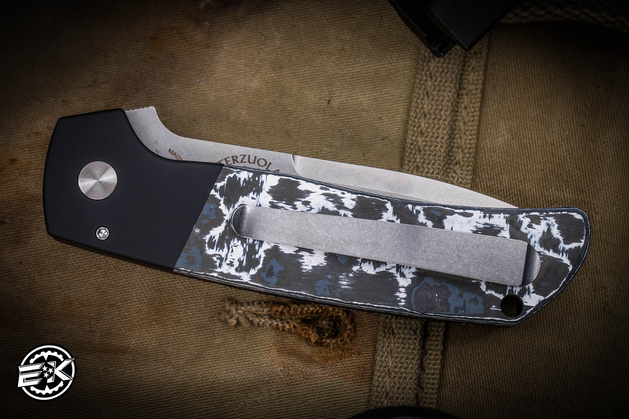 Protech Terzuola Atcf Automatic Knife White Storm Fat Carbon Inlay 35