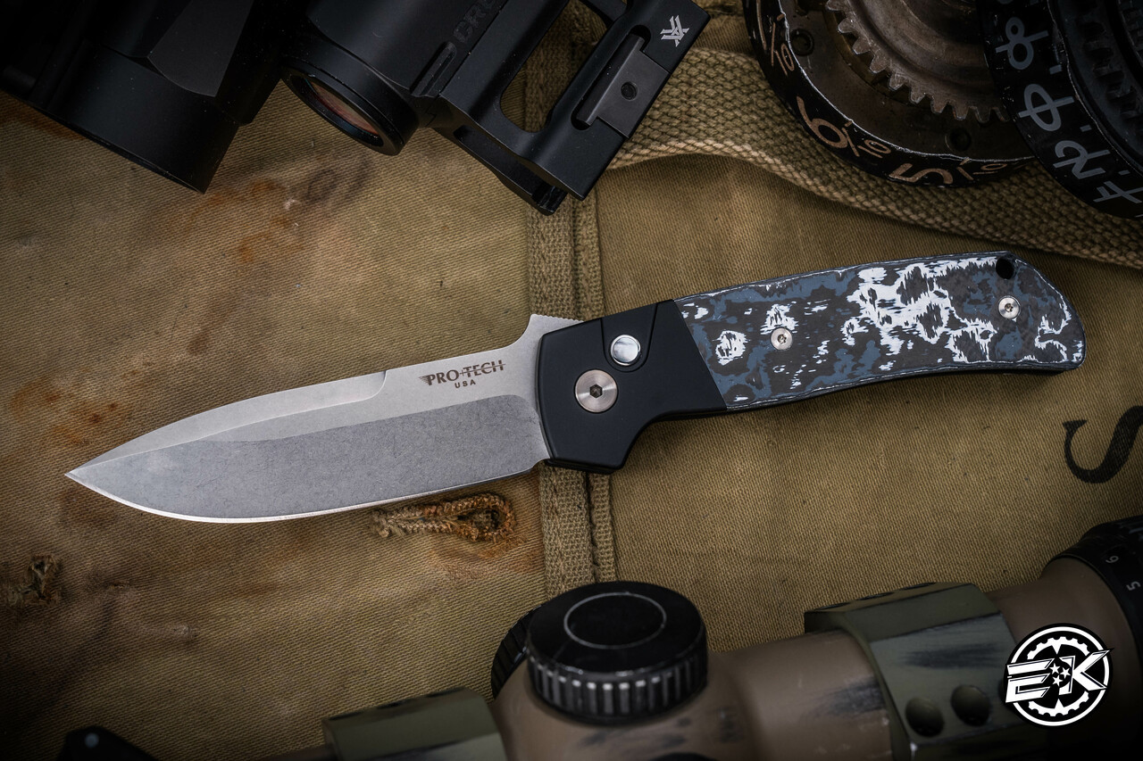 Protech Terzuola Atcf Automatic Knife White Storm Fat Carbon Inlay 35