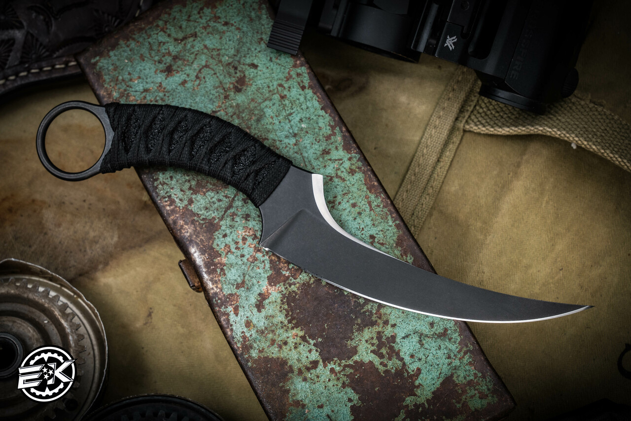 Bastinelli Knives Mako Custom Black Tsuka Wrap Bronze Triple Skull