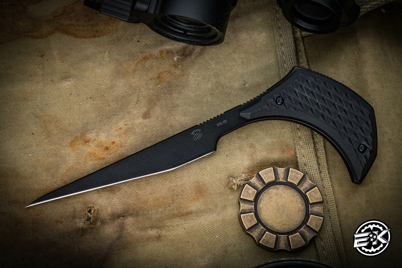 Bastinelli Knives "Gambler" Black G10 Fixed Blade Knife 3.85" PVD