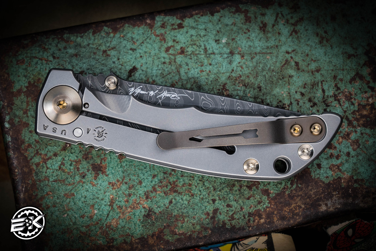 Spartan Blades Custom Harsey Folder Knife Satin Titanium, Bronze HW 3. ...