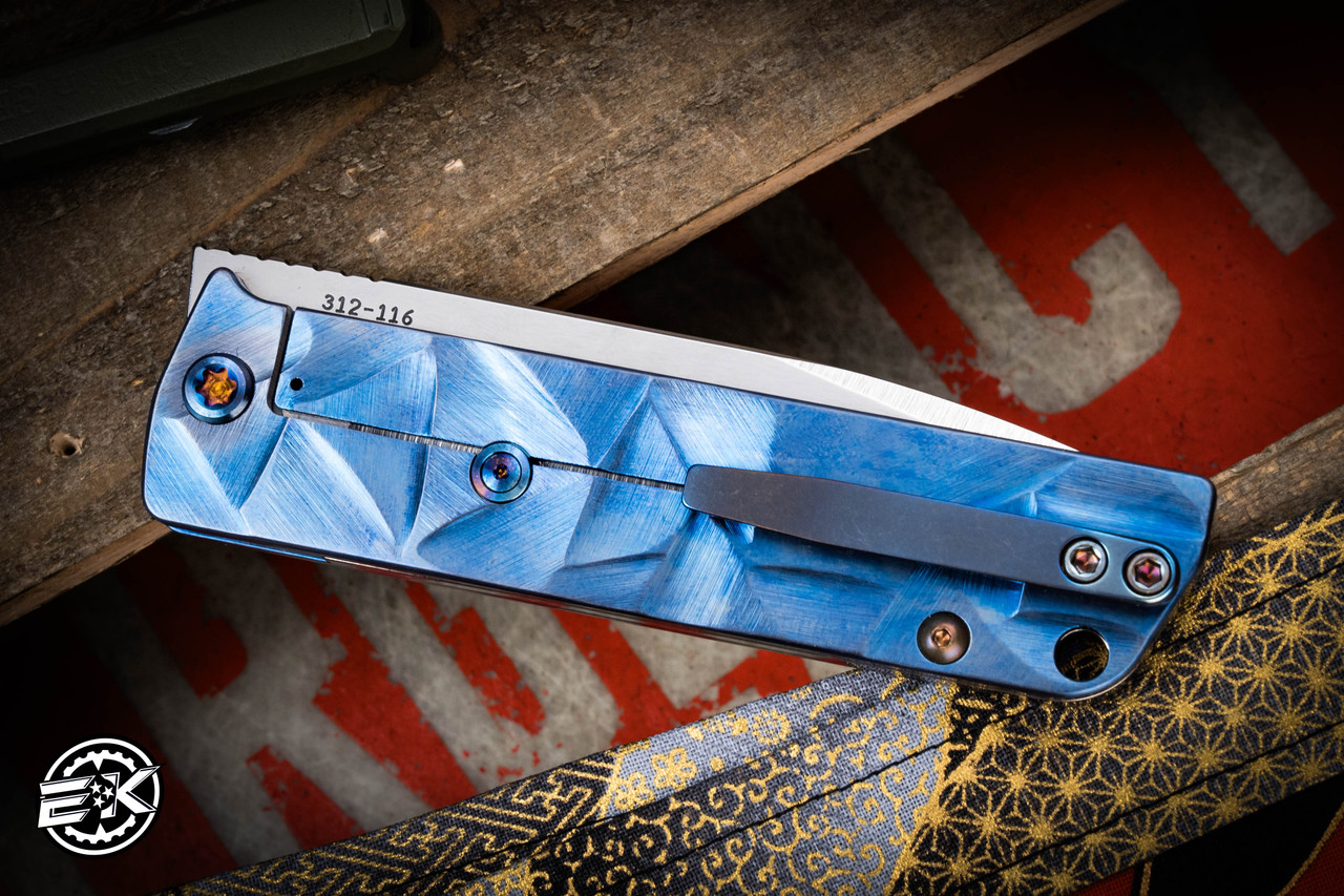 Medford Antik Front Flipper Folding Knife Blue Stained Glass Sculpted ...