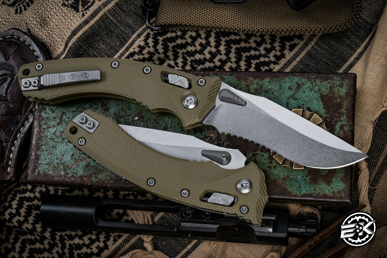 Microtech Amphibian Ram Lok Folding Knife Fluted Od Green G10 39