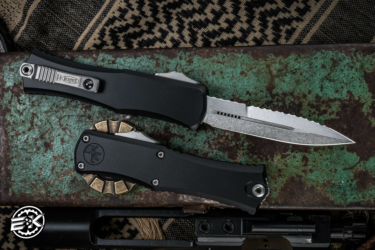 Microtech Hera II Mini OTF Automatic Knife Black 3" Bayonet Stonewash ...