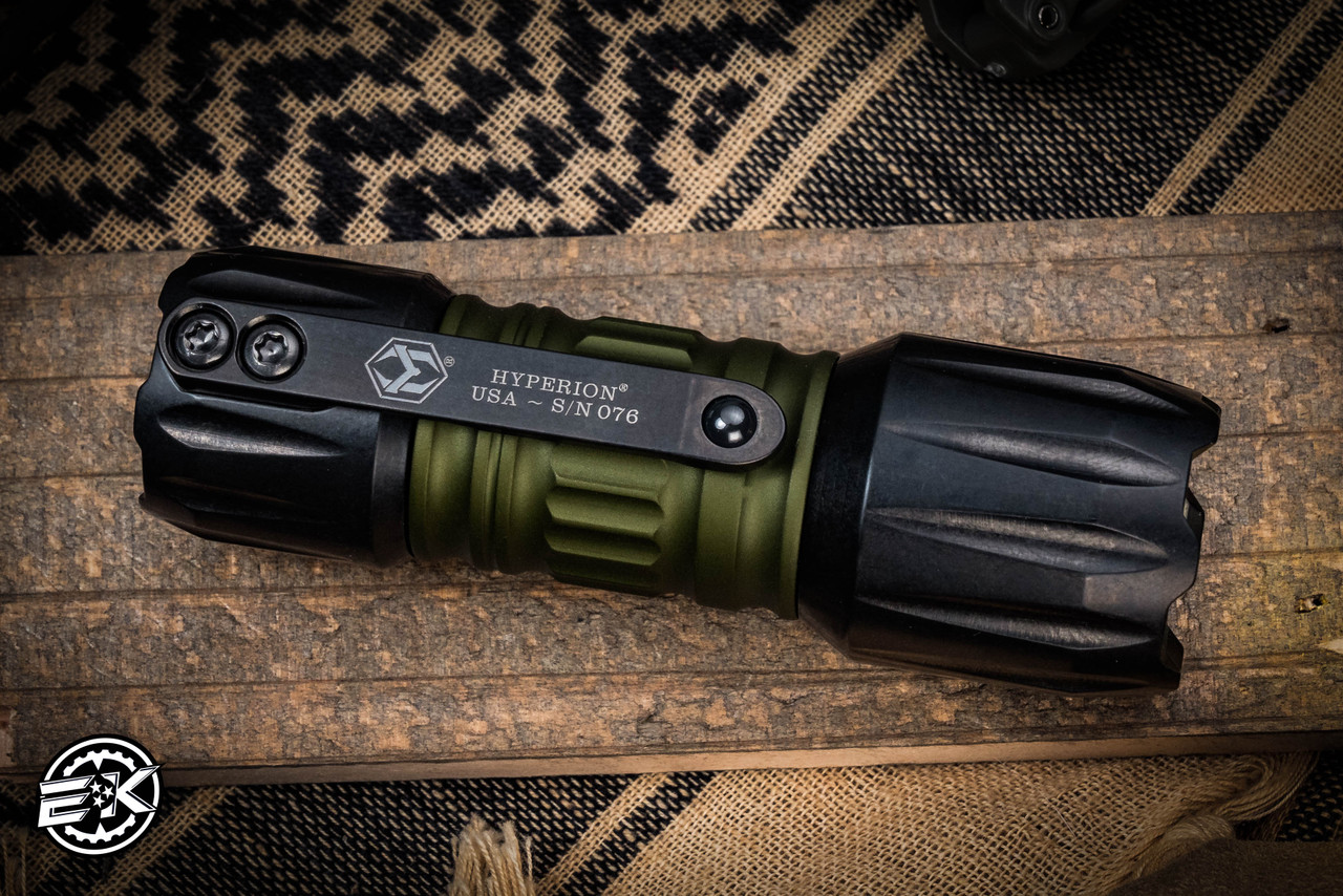 Heretic Knives "Hyperion" Green DLC Titanium Torch Flashlight 3.75"