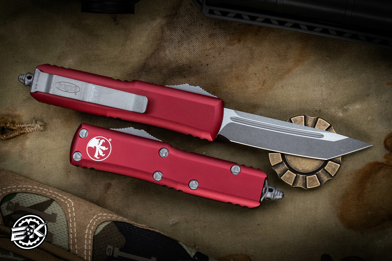 Microtech UTX-85 OTF Automatic Knife Merlot Red 3" Tanto Apocalyptic ...