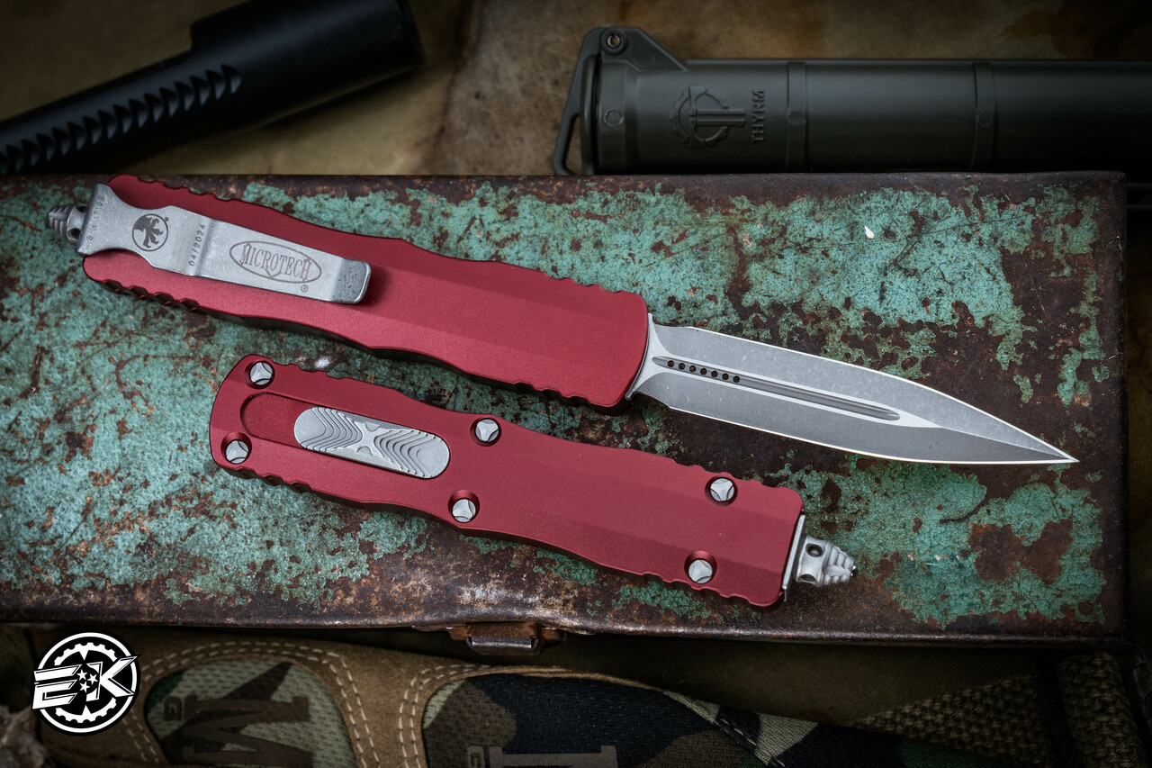 Microtech Dirac Otf Automatic Knife Merlot Red 3 Dagger Apocalyptic