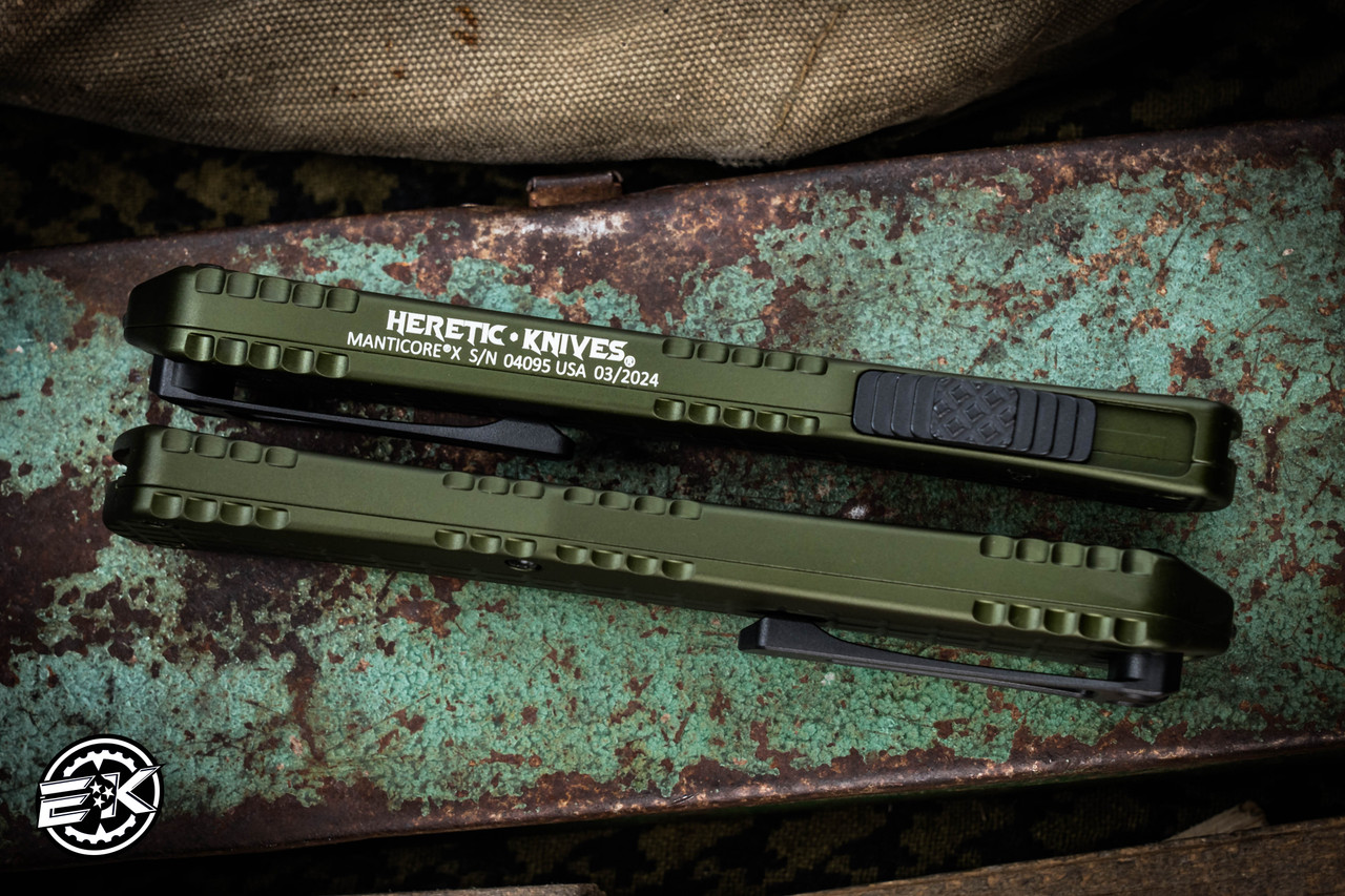 Heretic Knives Manticore X Green Frag OTF Automatic Knife 3.75" Double ...