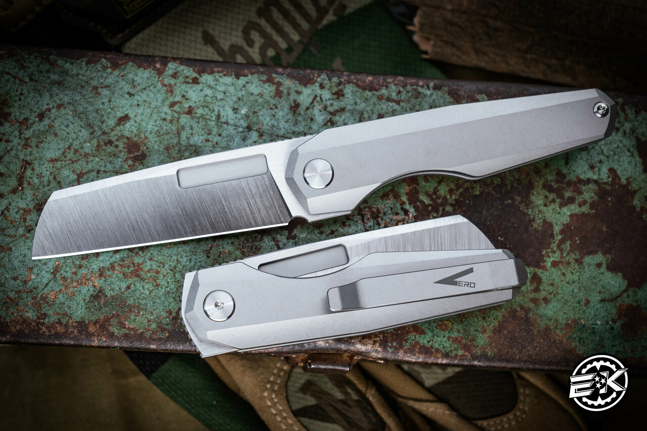 Vero Engineering Neuron Folding Knife Stonewash Titanium 2.8" Belt Satin