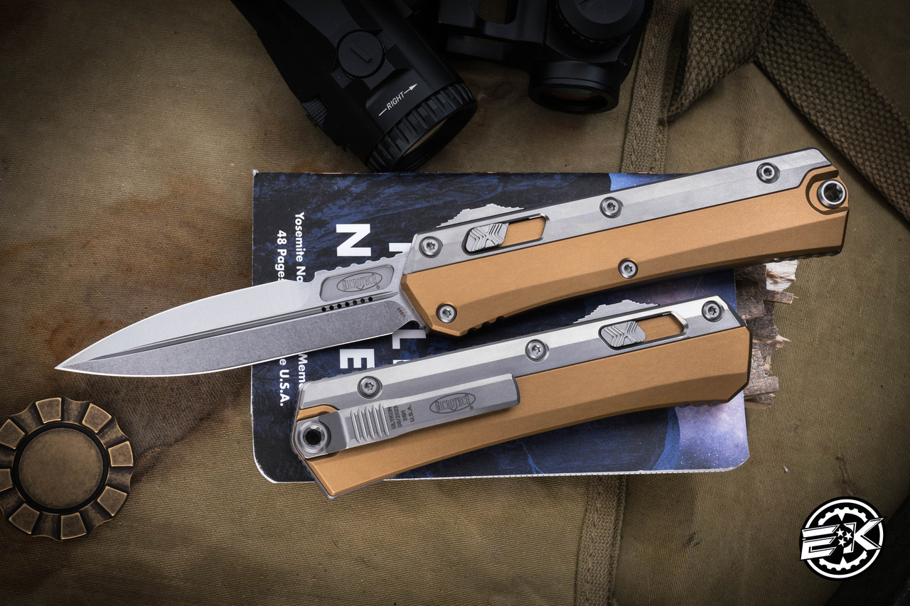 Microtech Glykon OTF Automatic Knife Tan Aluminum/Titanium 3.75" M390 ...