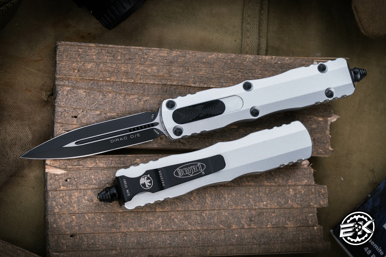 Microtech Dirac Otf Automatic Knife Clear Silver 3 Dagger Black 225 1cr