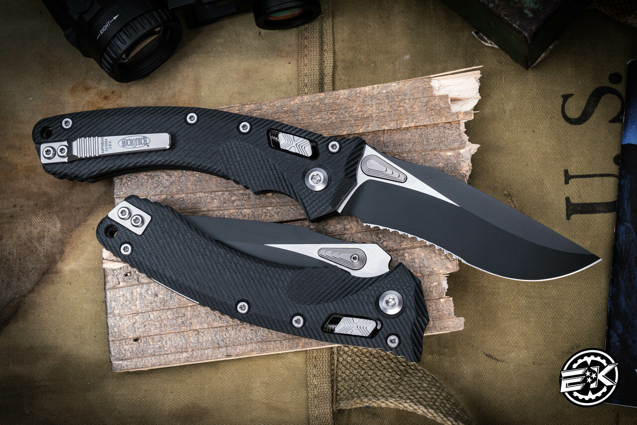 Microtech Amphibian Ram Lok Folding Knife Fluted Black G10 39 Black