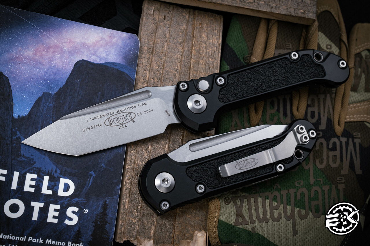 Microtech Ludt Automatic Folding Knife Black 34 M390 Tanto Stonewash