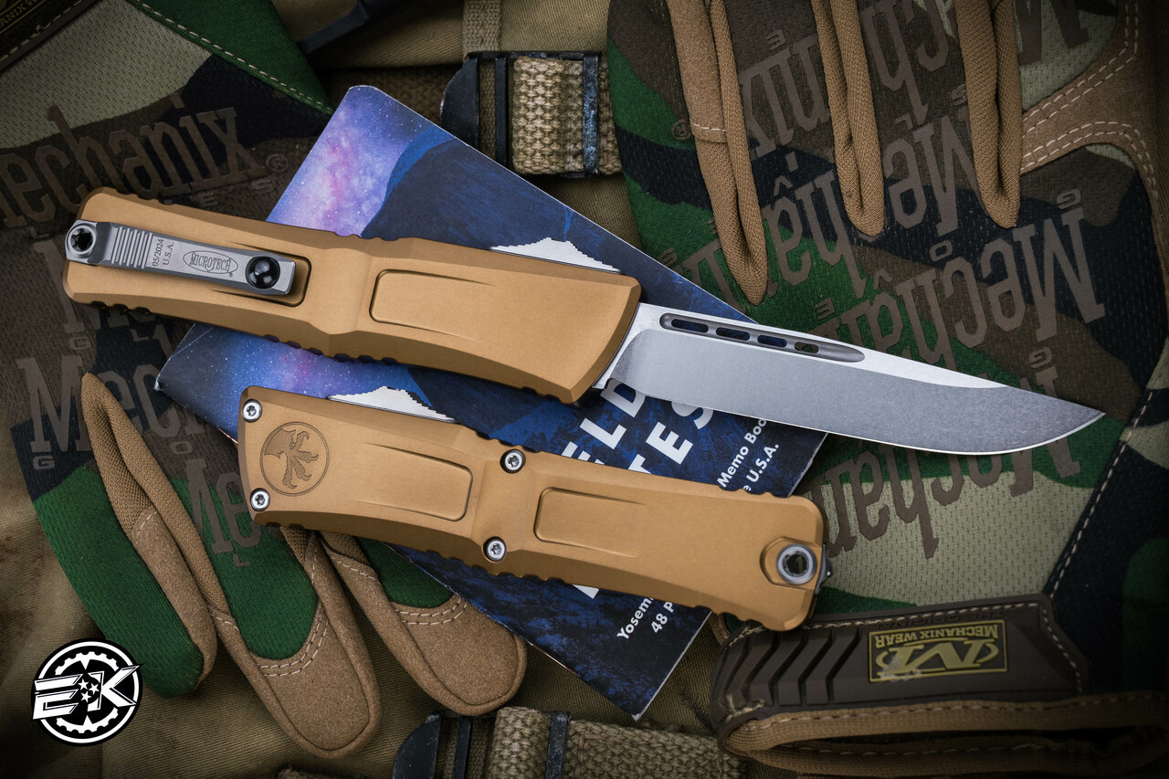 Microtech Combat Troodon Gen III OTF Automatic Knife Tan 4" Drop Point ...