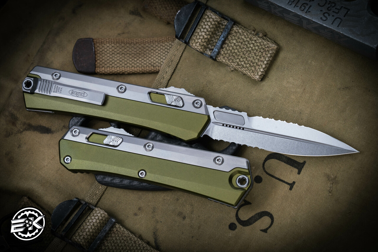 Microtech Glykon OTF Knife OD Green Aluminum/Titanium 3.75" Bayonet ...