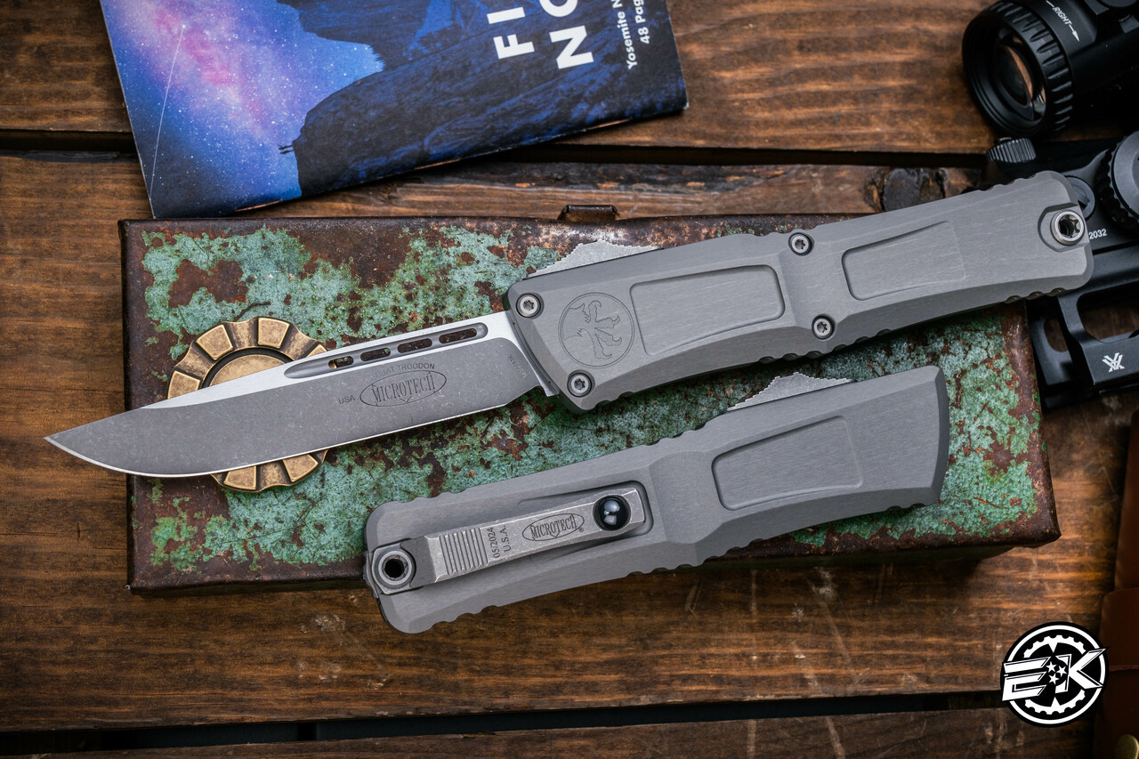 Microtech Combat Troodon Gen Iii Otf Automatic Knife Natural Clear Gray