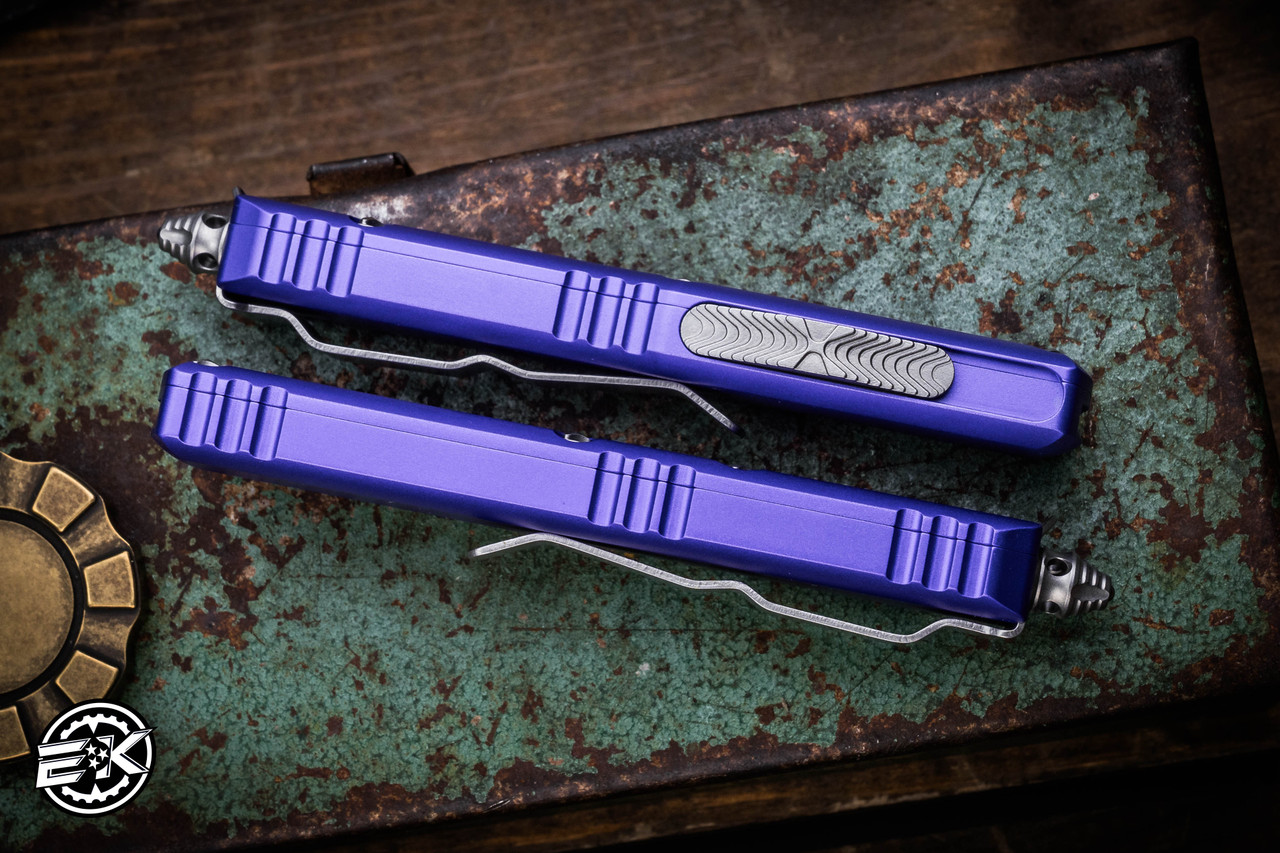 Microtech Utx 85 Otf Automatic Knife Purple 31 Drop Point Stonewash
